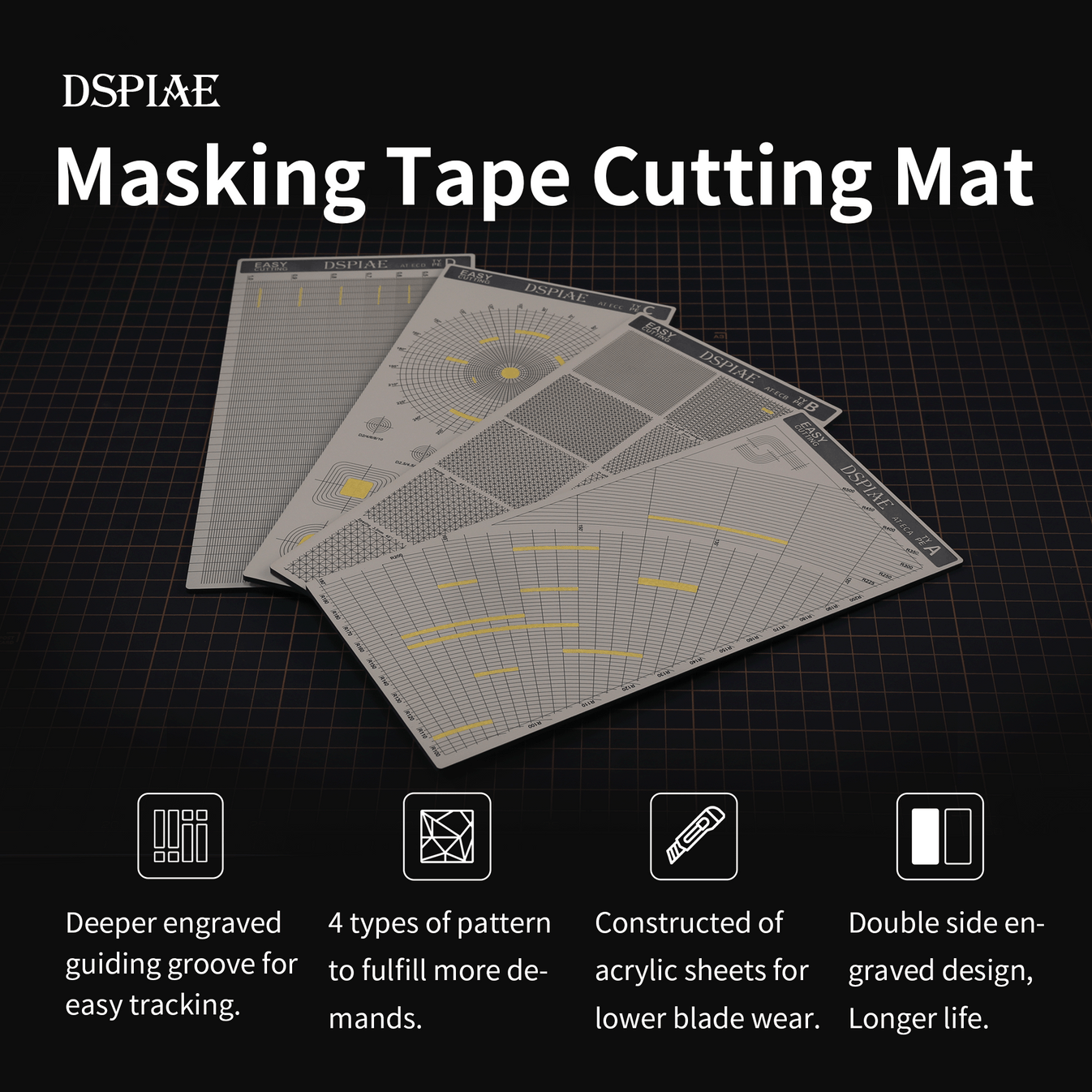 DSPIAE AT-EC Masking Tape Cutting Mat with Various Patterns – DSPIAESTORE