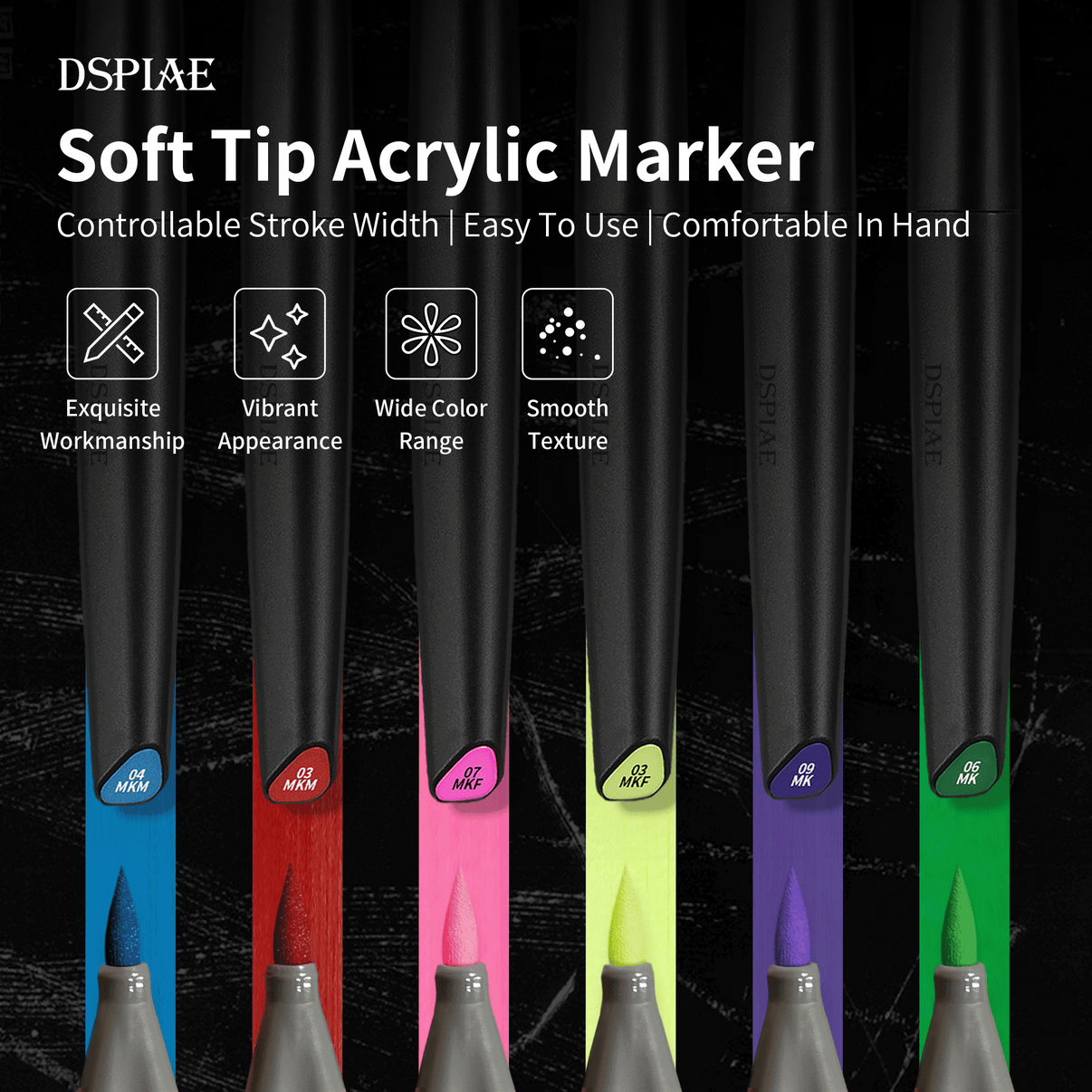 DSPIAE MK Eco-friendly Water-based Soft Head Markers with Multi Colors ...